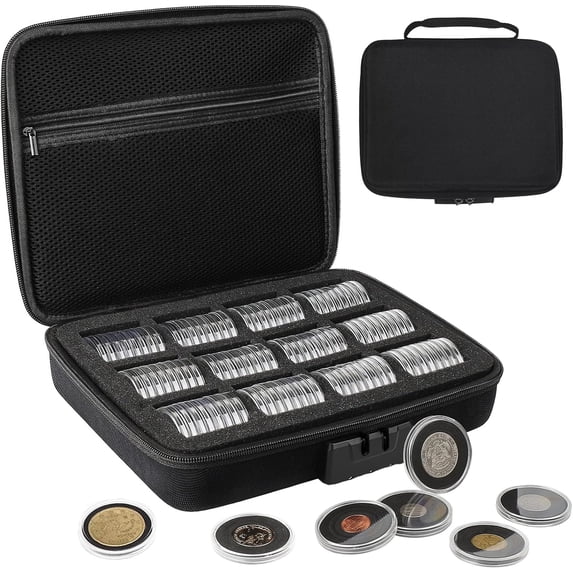 46mm Coin Capsules with 11 Sizes Foam Gasket and Plastic Storage ...