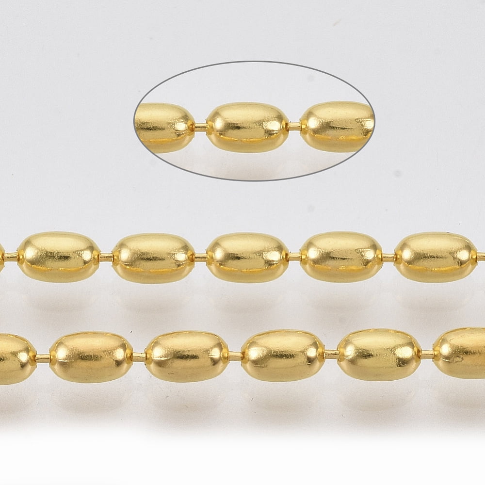 46ms Brass Ball Chains Oval Beads Chains Long-Lasting Soldered with ...