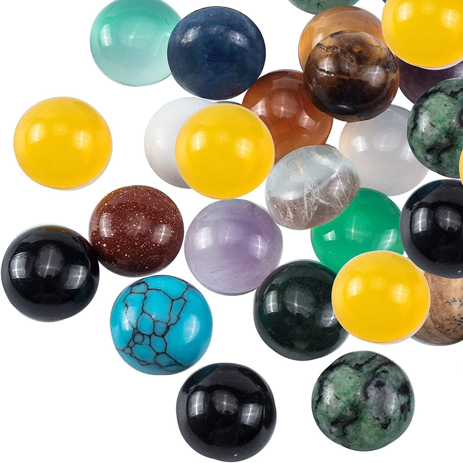 46pcs 23 Styles Stone Cabochons 8mm Gemstone Half Round Flatback ...