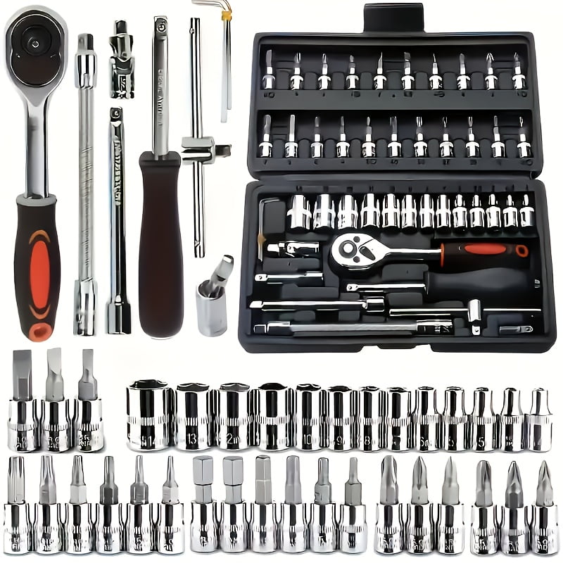 46pcs Basic Auto Master Tool Set - Premium Tool Set for Car, Bike And ...