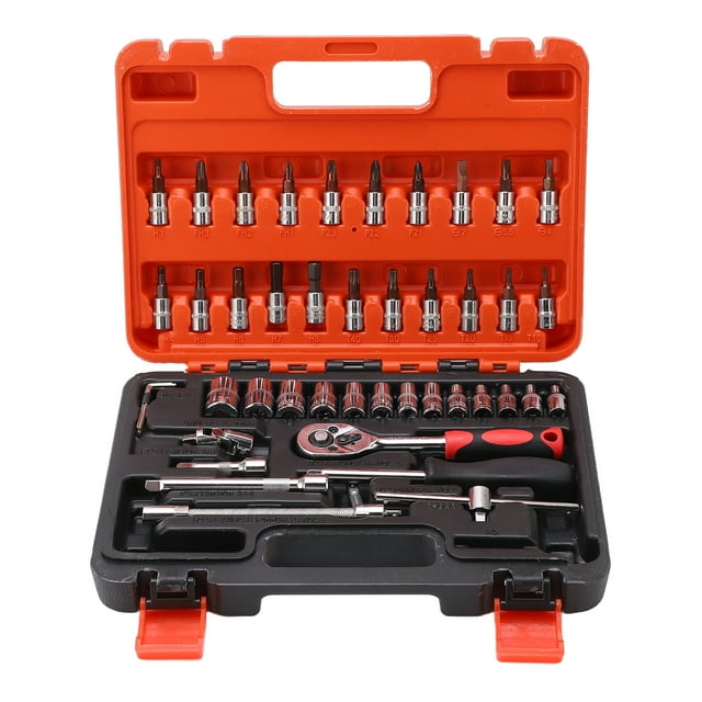 46pcs Socket Spanner Wrench Set 1 4 Drive Metric Extension Bar With