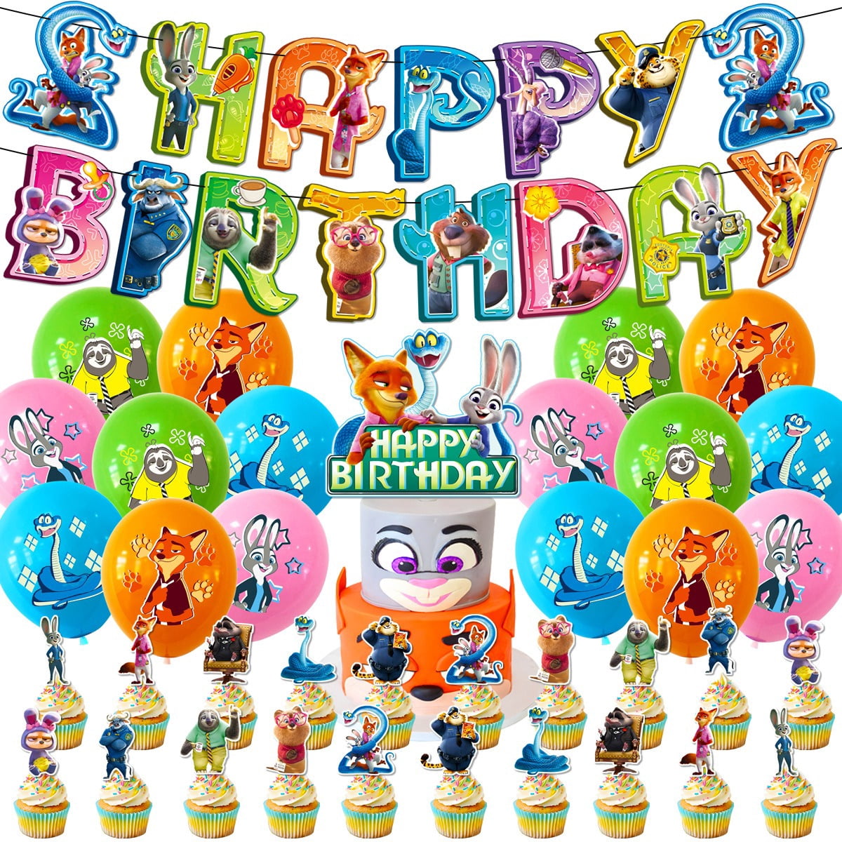 46pcs cartoon themed children's birthday party decorations, including ...