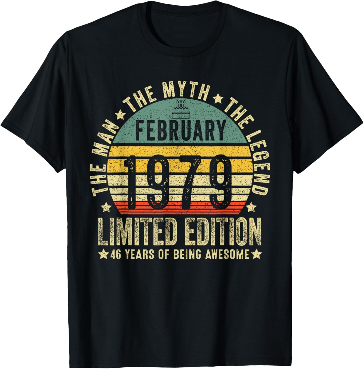 46th Birthday Gifts Vintage February 1979 46 Years Old Men T-Shirt ...