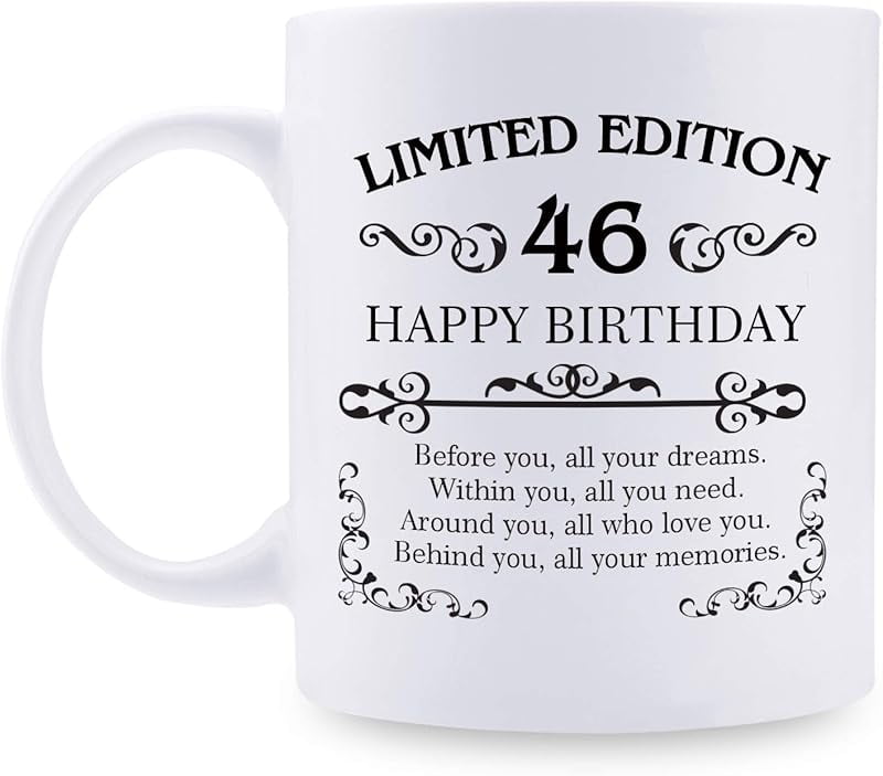 46th Birthday Gifts for Women Men - 11 oz Coffee Mug - 80 Year Old Present Ideas for Mom, Dad ...