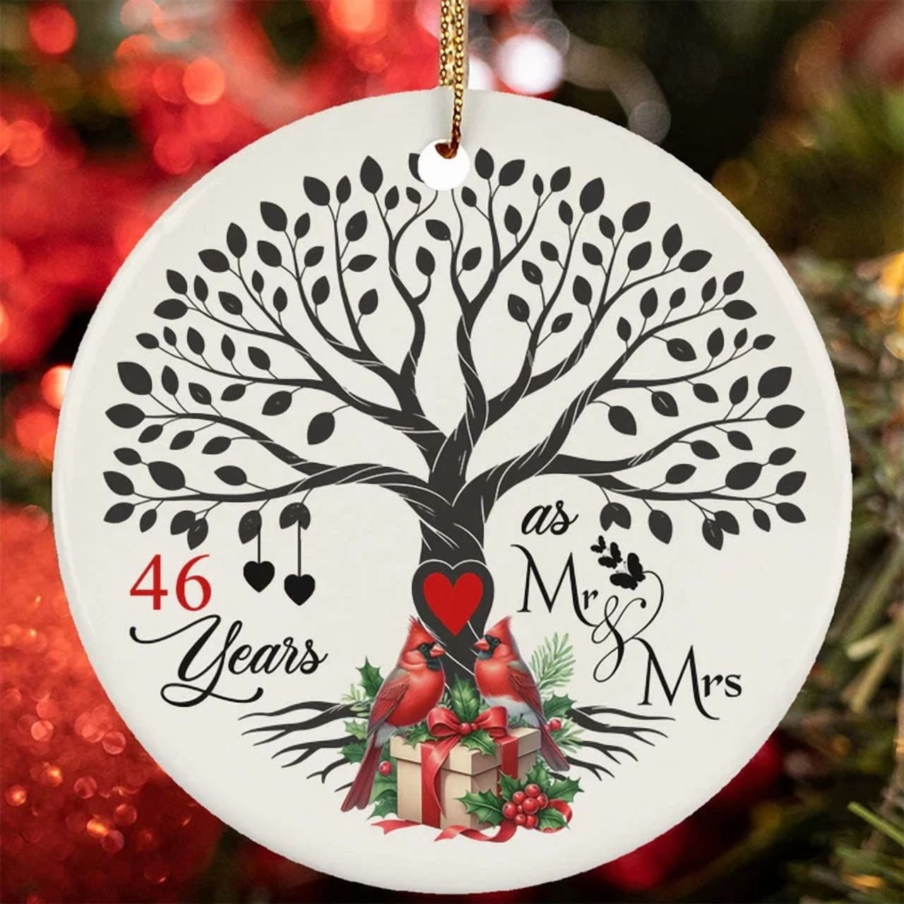 46th Wedding Anniversary Ornament Cardinal Couple 46 Year Mr Mrs ...