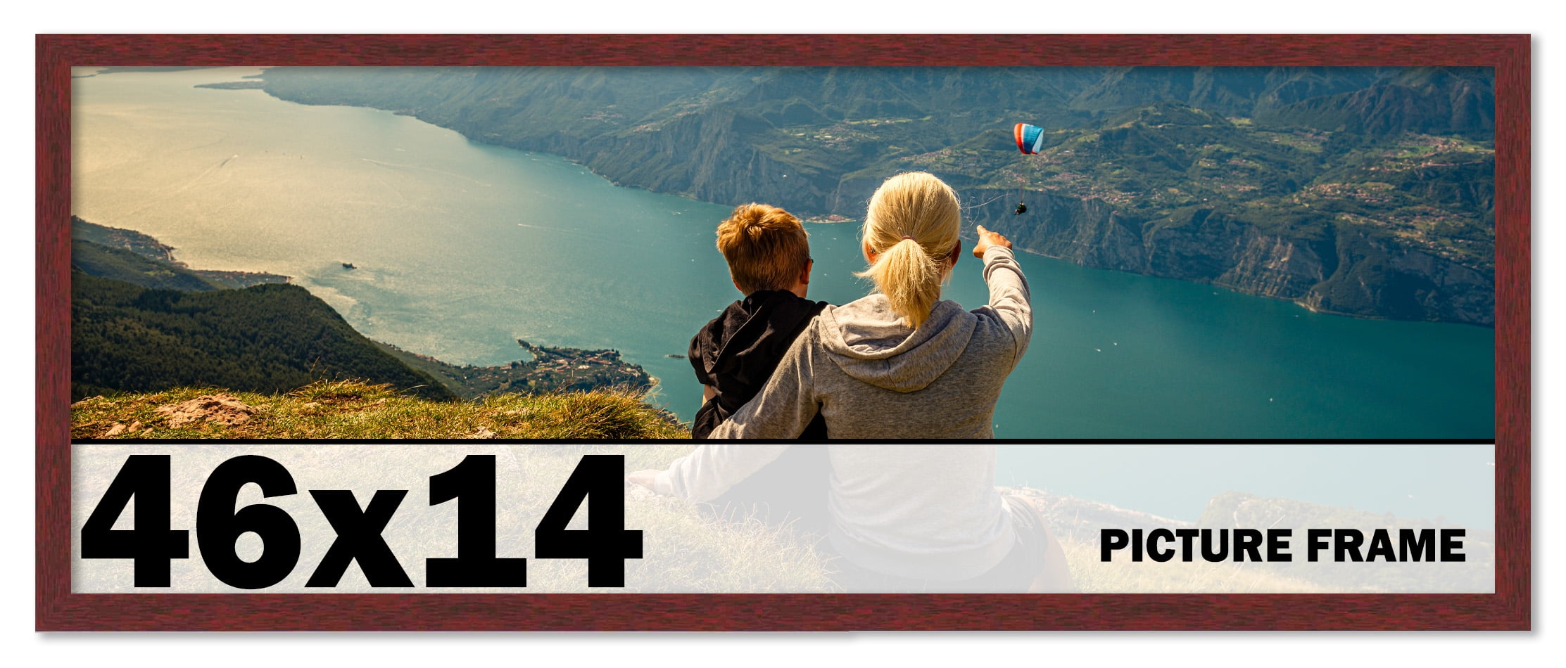 46x14 Frame Brown Mahogany Solid Wood Picture Frame Includes UV Acrylic ...