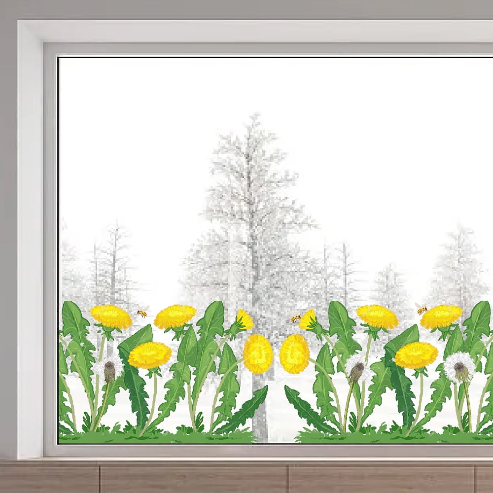 46x15/116x38cm Large Dandelion Floral Window Clings Double Sided Nature ...