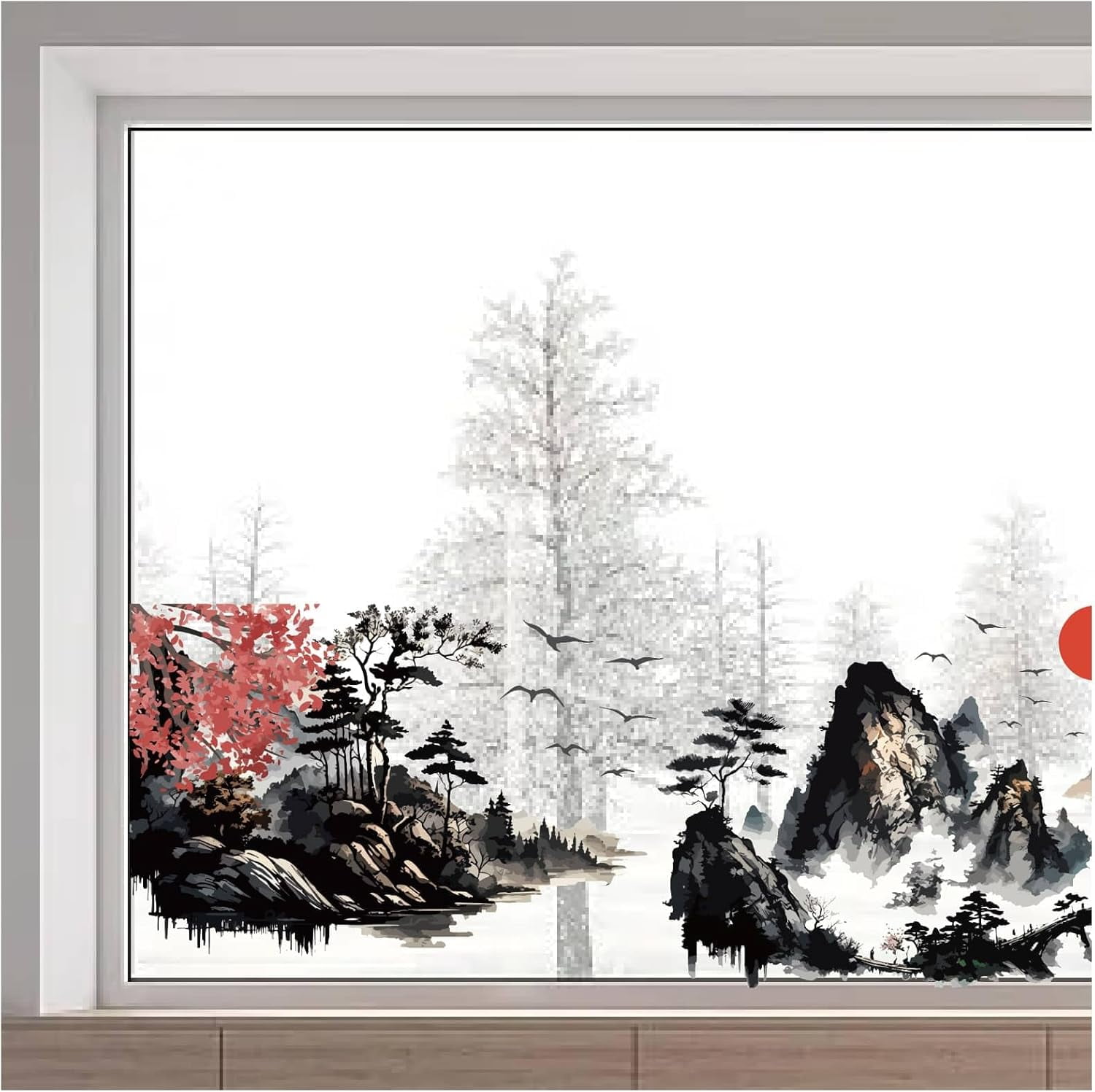 46x15/116x38cm Large Landscape Wall Stickers Double Sided Mountain ...