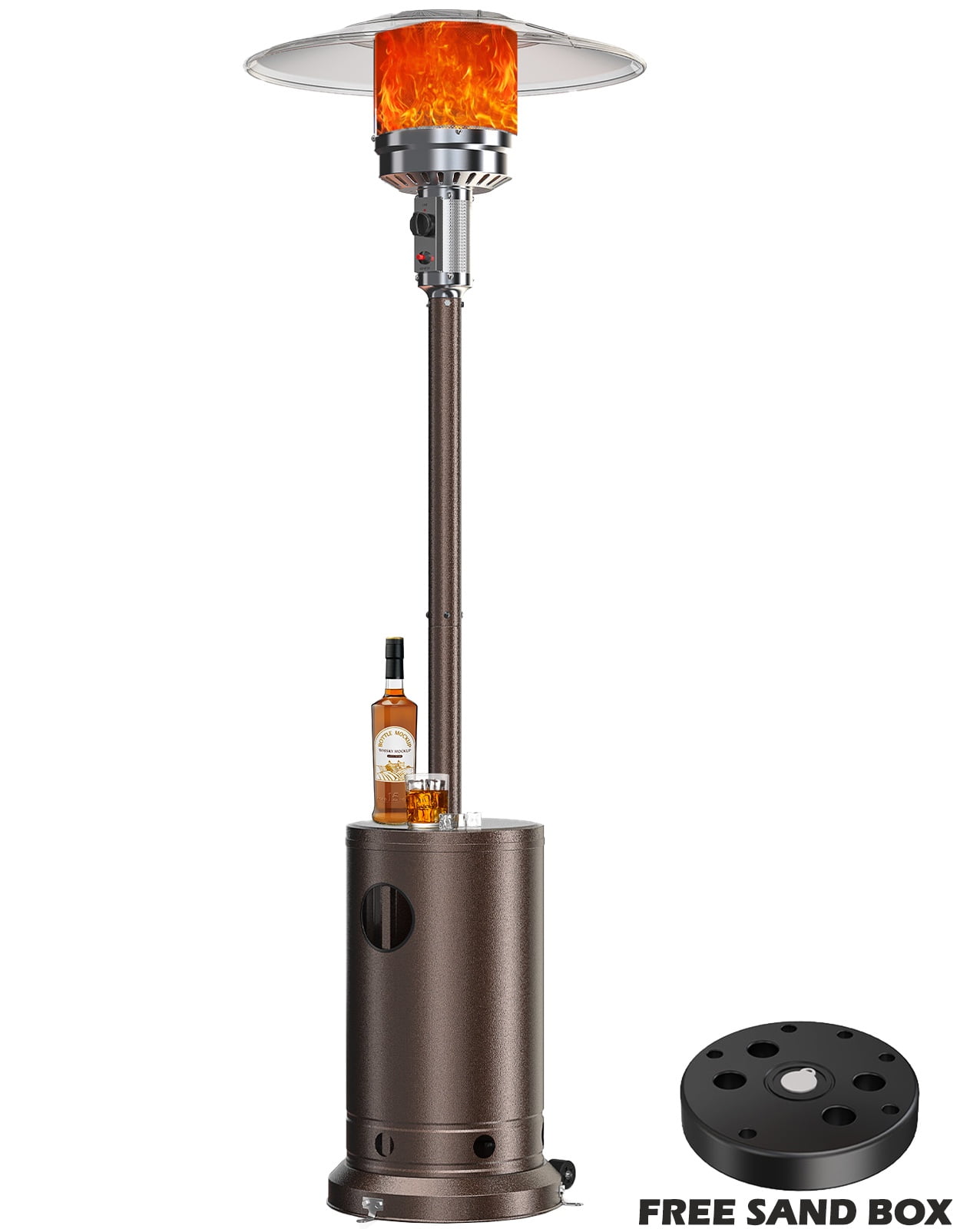 7.5FT Tall Patio Heaters with Sand Box, 48,000 BTU Outdoor Freestanding ...