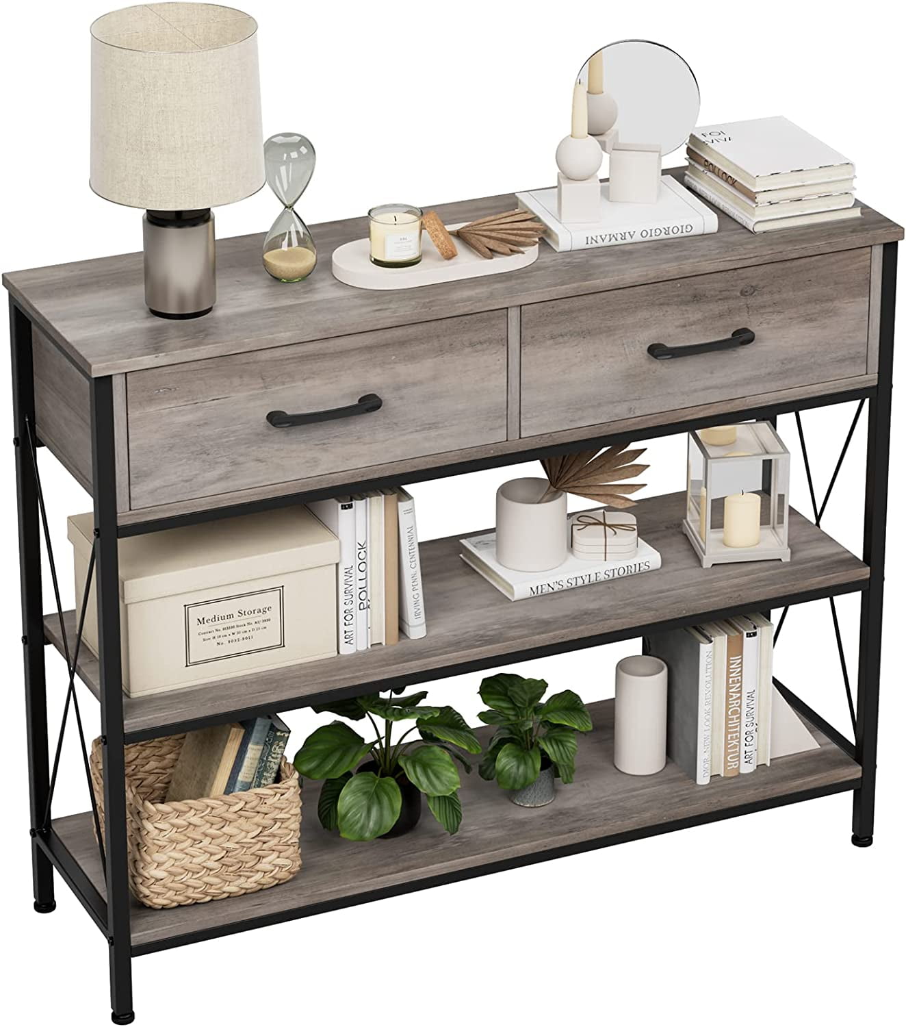 47.2" Console Table with 3 Drawers Narrow Long Entryway Table with 3 ...