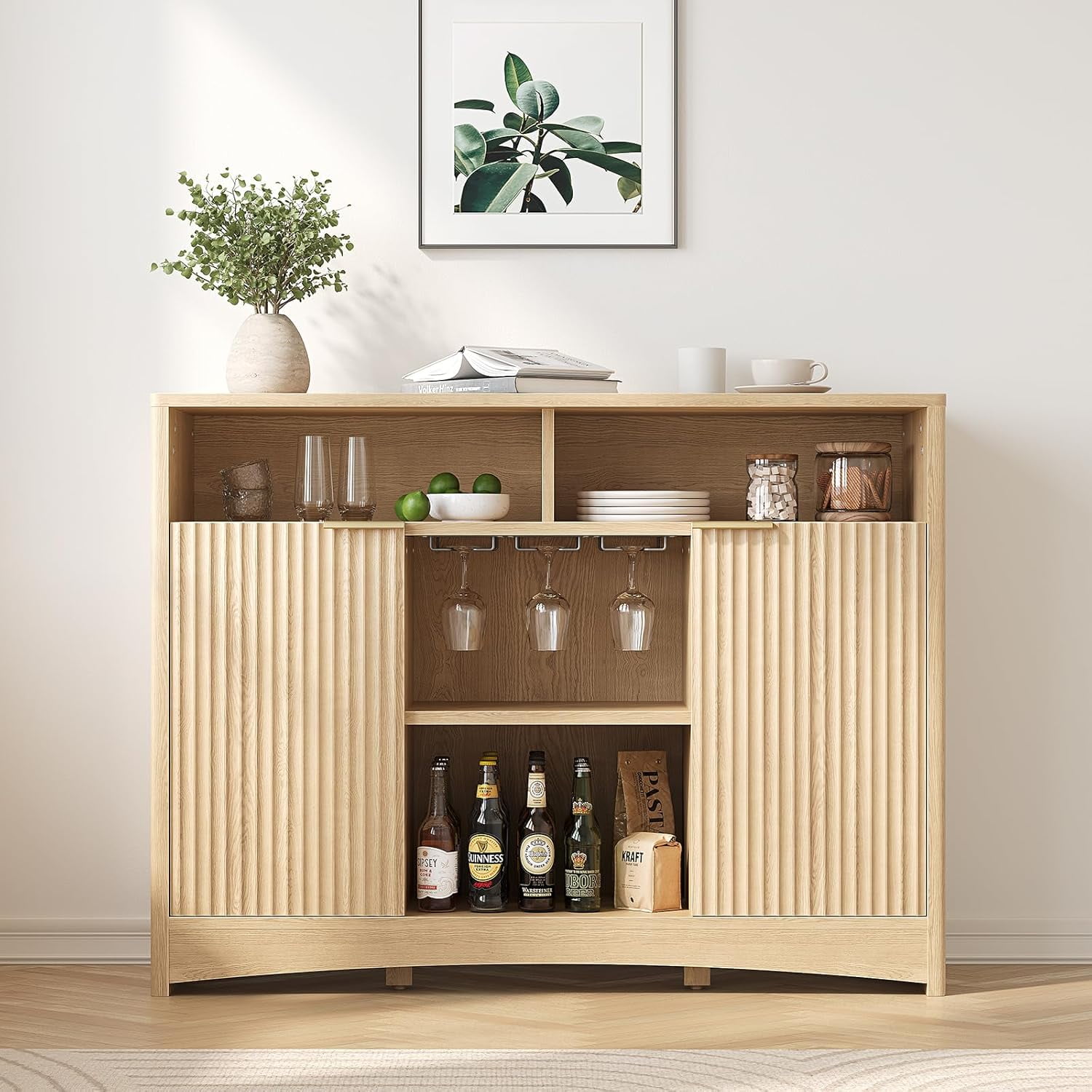 47.2" Bar Cabinets with Storage, Modern Buffet Cabinet, Large Sideboard ...