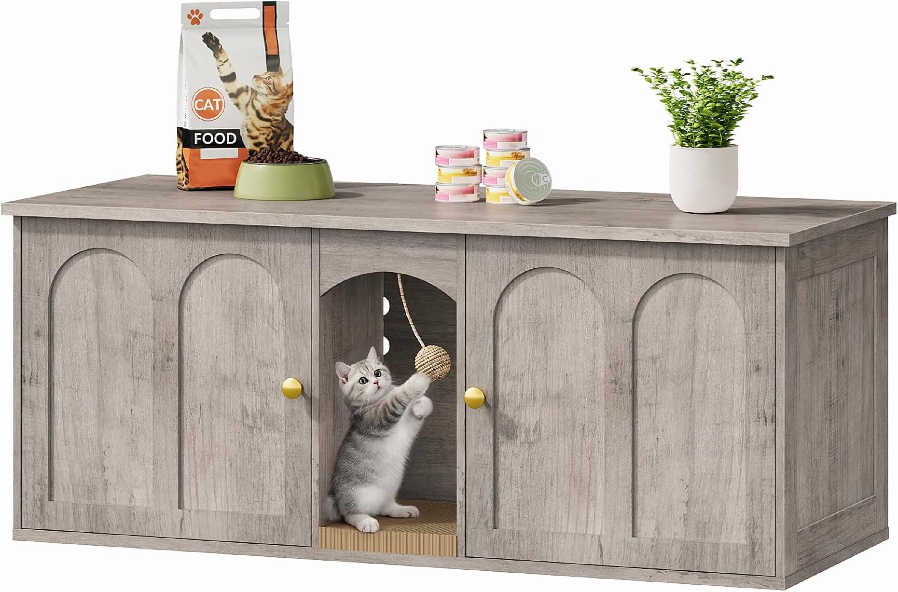 47.2'' Double Cat Litter Box Enclosure, Hidden Cat Litter Box Furniture ...