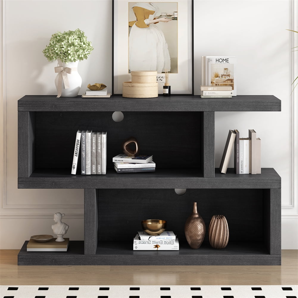 47.2 Inch Console Table Entryway Table with Symmetrical 2-Tier Open ...