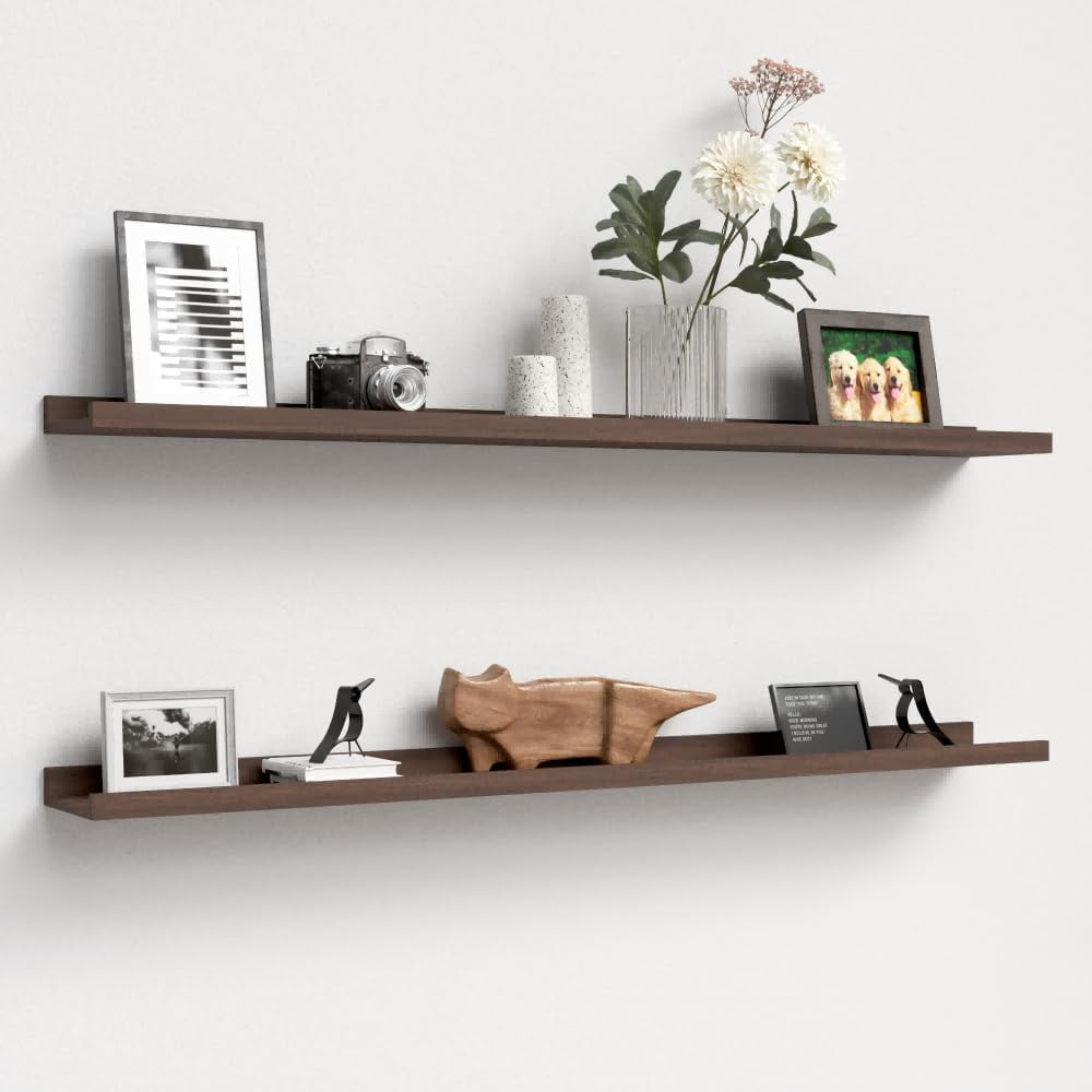 47.2 Inch Floating Wall Shelves, 2-Pack Farmhouse Wood Ledge Shelves ...