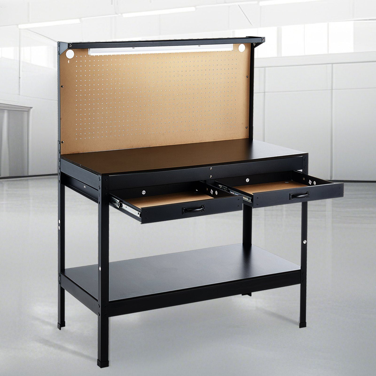 47.2-Inch Heavy Duty Workbench with Pegboard & Power Outlets, Holds 242 ...