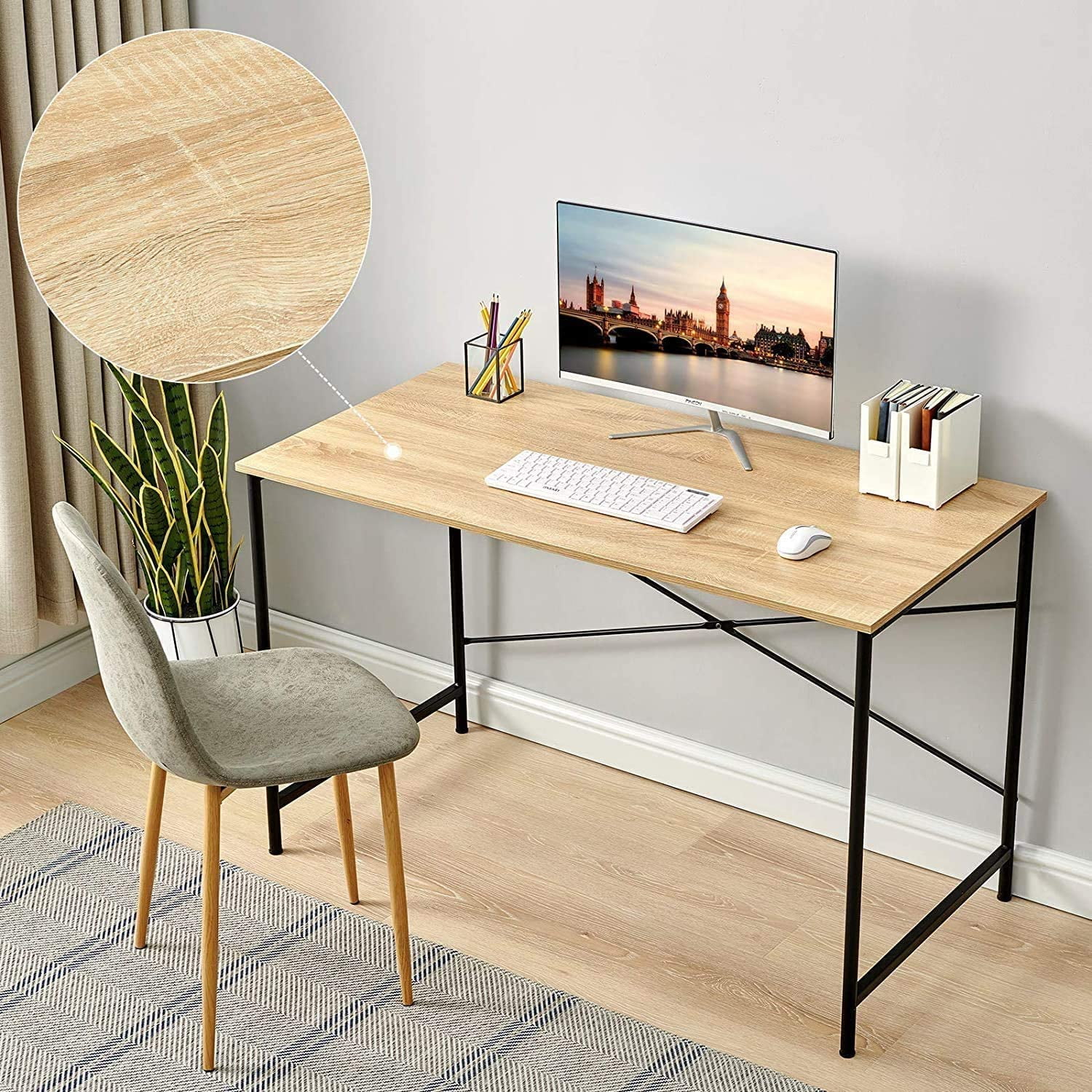 47.2 Inch Home Office Study Desk Writing Table, Simple Style Computer ...
