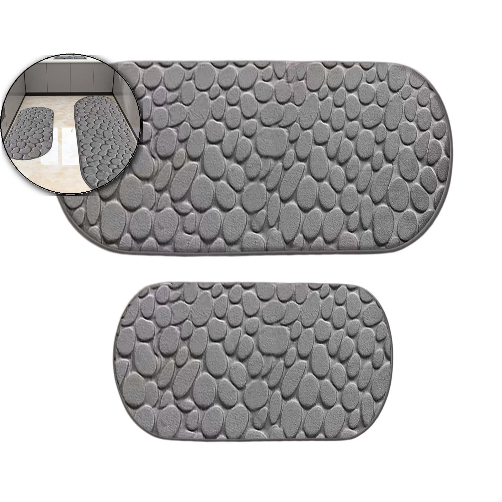 47.2-Inch Memory Foam Bath Mat Set (2 Pieces) – Absorbent Bathroom Rugs ...