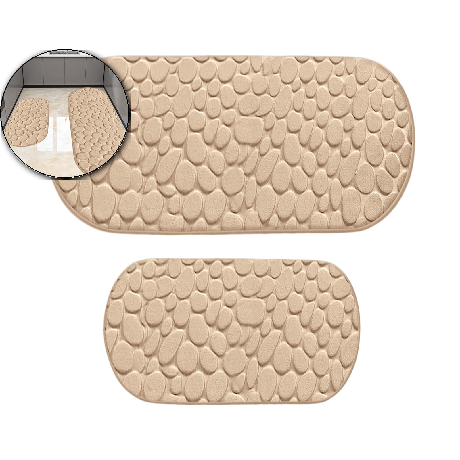 47.2-Inch Memory Foam Bath Mat Set (2 Pieces) – Absorbent Bathroom Rugs ...