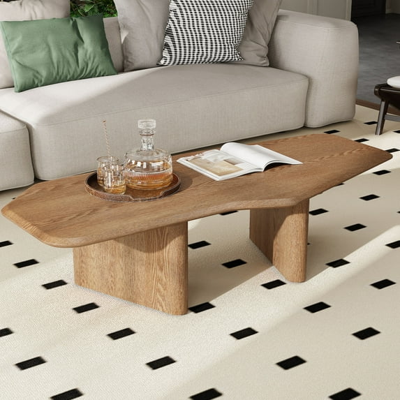 47.2-Inch Rustic Ash Wood Veneer Coffee Table for Small Living Rooms ...
