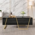 47.2 Inch Sleek Black MDF Coffee Table With Gold Metal Base For Living ...
