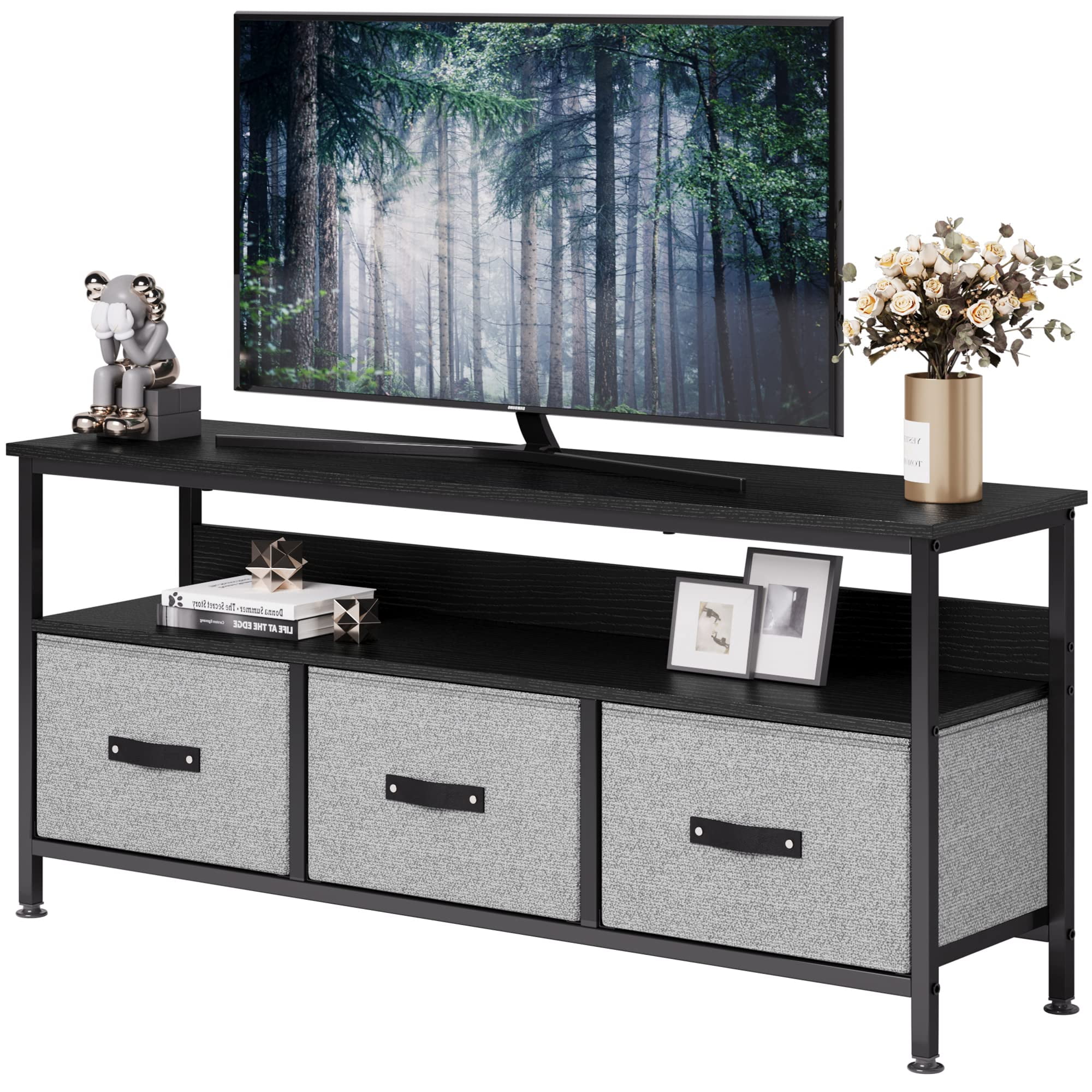47.2 Inch TV Stand for Living Room, Dresser TV Stand for with 3 Drawers ...