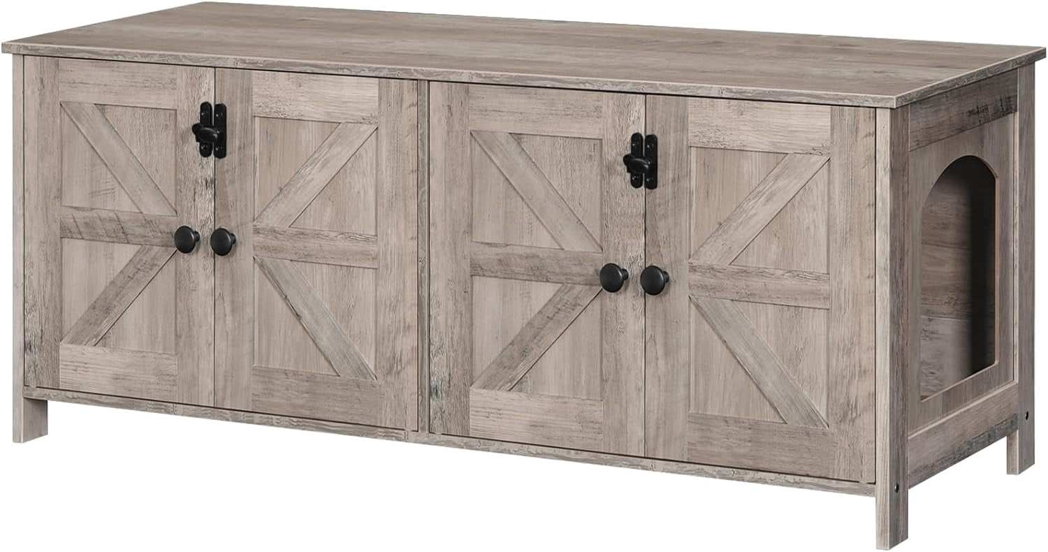 47.2" Litter Box Enclosure for 2 Cats, Hidden Litter Box Furniture with ...