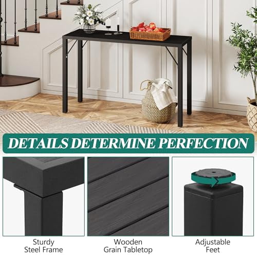 47.2" Long Narrow Bar Table - Height Pub Table with Sturdy Metal Frame ...