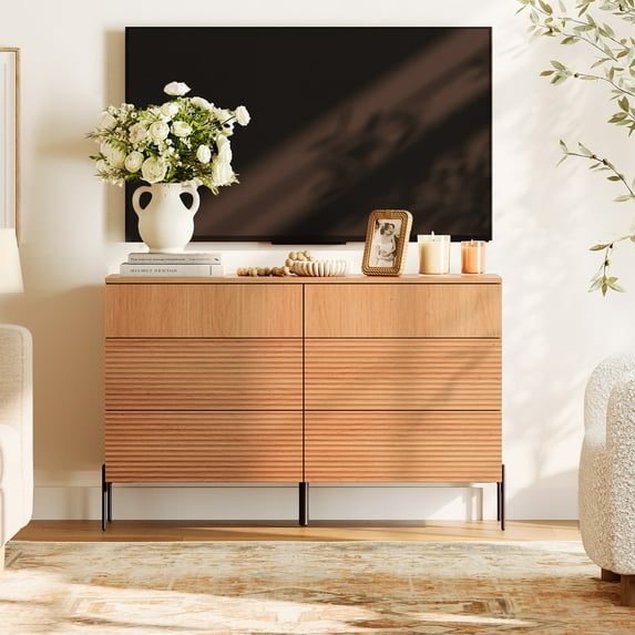 47.2" Modern 6 Drawer Dresser TV Stand For 55 Inch TV, Entertainment ...