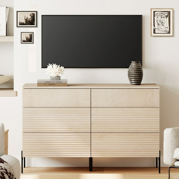 47.2" Modern 6 Drawer Dresser TV Stand For 55 Inch TV, Entertainment ...