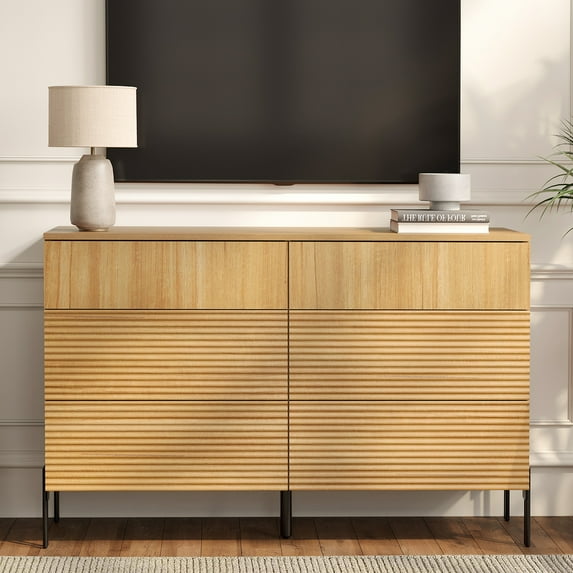 47.2" Modern 6 Drawer Dresser TV Stand For 55 Inch TV, Entertainment ...