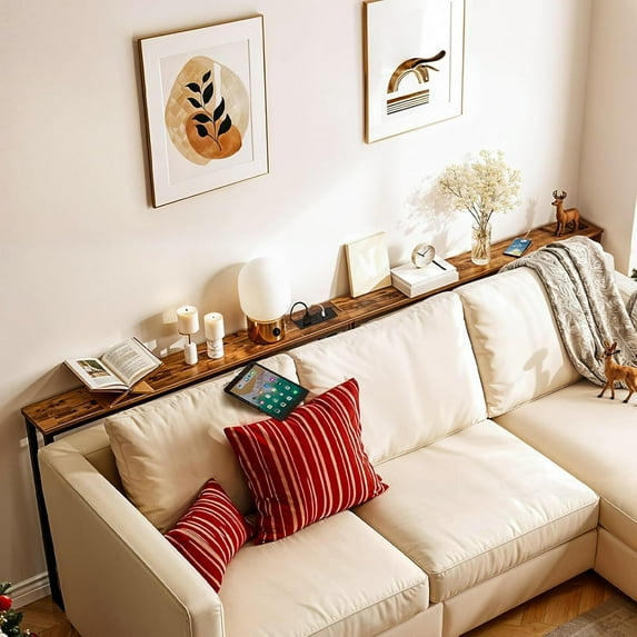 47.2" Narrow Console Table with Power Outlet, 5.9" Behind Couch Table ...