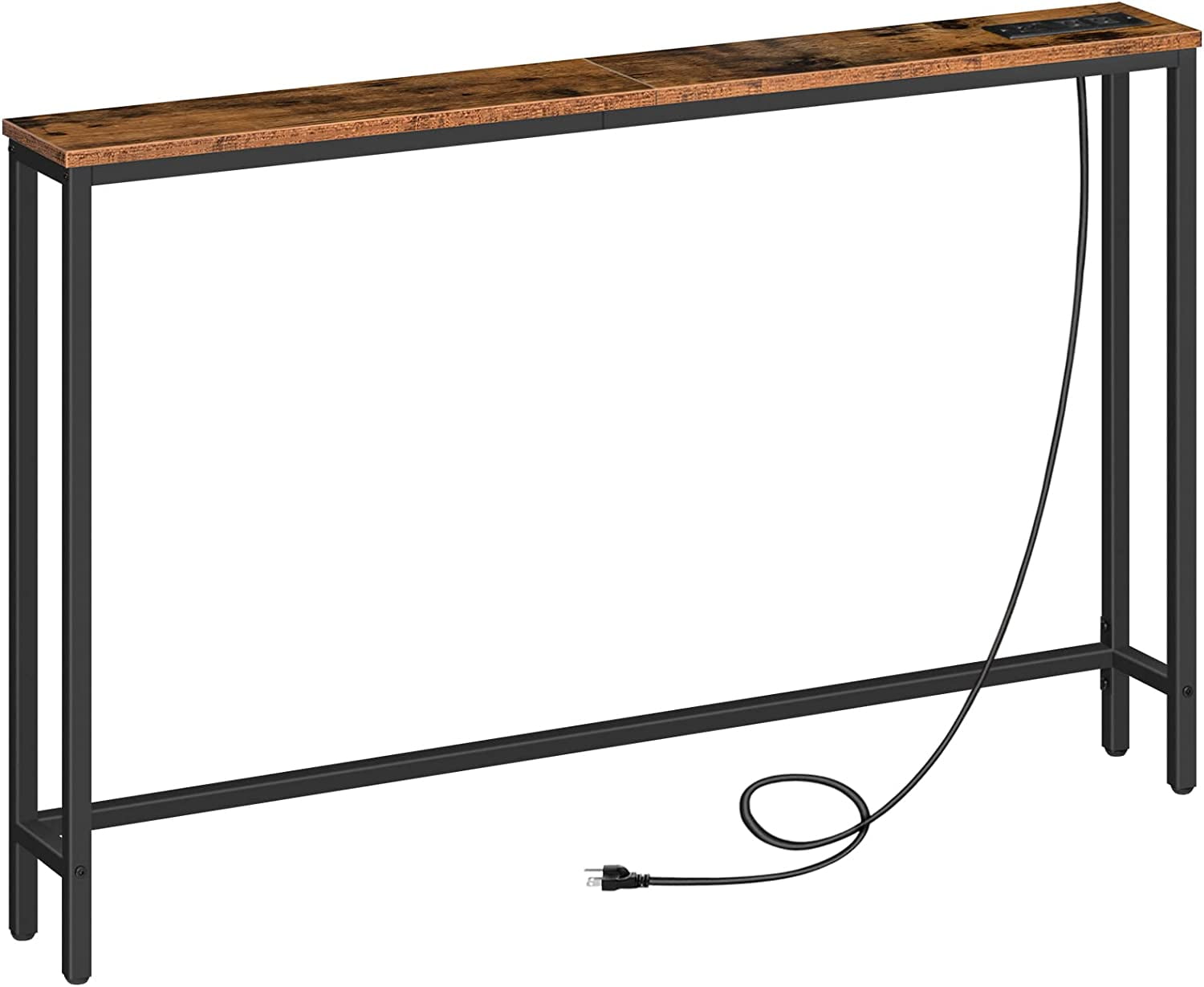 47.2" Skinny Console Table with Power Outlets, 5.9" Behind Couch Table ...