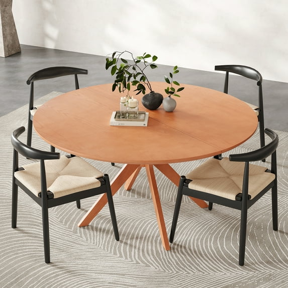 47.2" Solid Wood Round Dining Kitchen Table for 4-6 People with ...