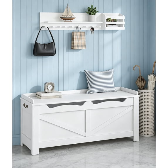 47.2" Storage Chest, Extra Large Storage Trunk with 2 Hinges, Wooden ...