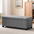 47.2" Storage Ottoman Bench, Tufted Upholstered Entryway Bench with ...