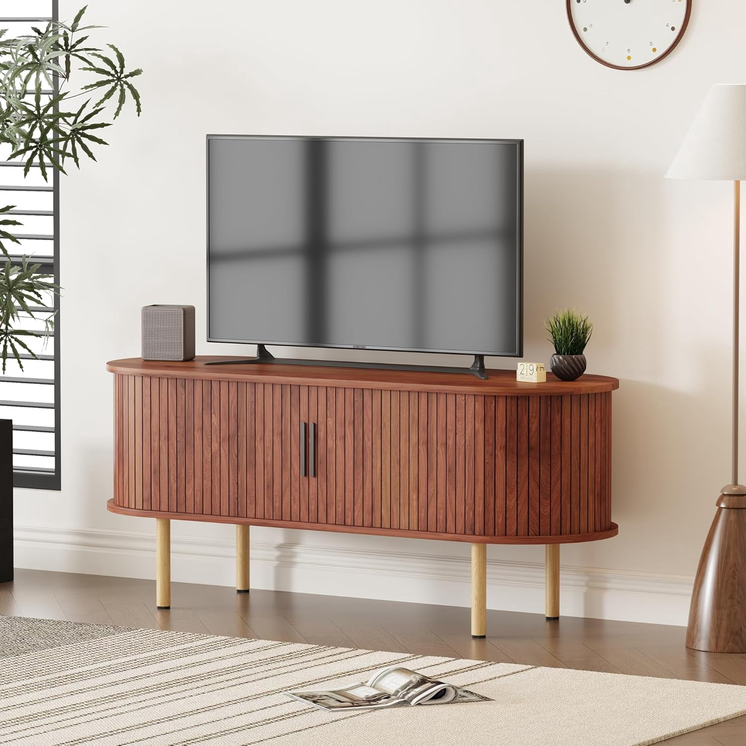 47.2 in TV Stand, Modern TV Console Table with Storage Compartment and ...