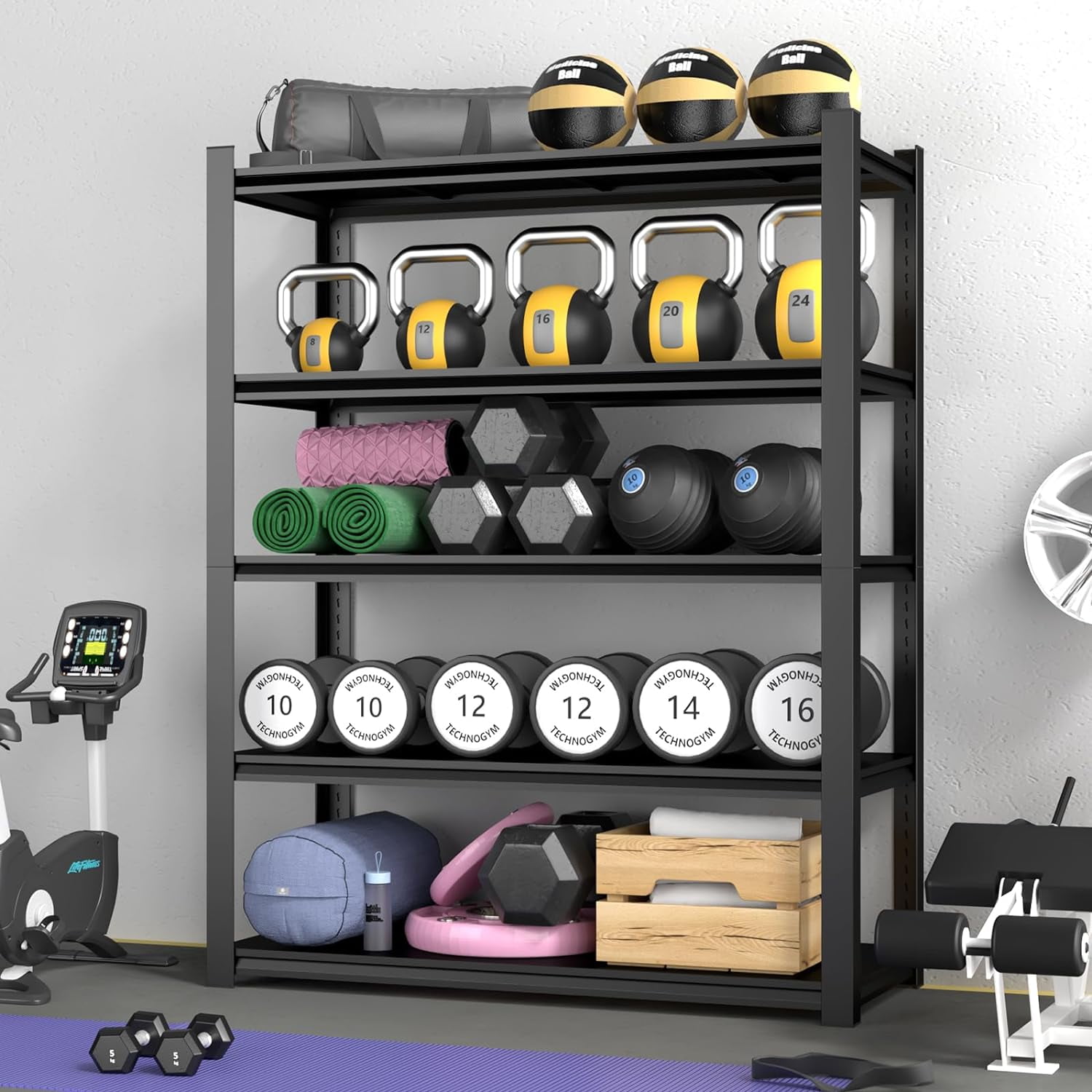 47.2" W Heavy Duty Shelving, 3000LBS Garage Storage Shelves with 5-Tier ...