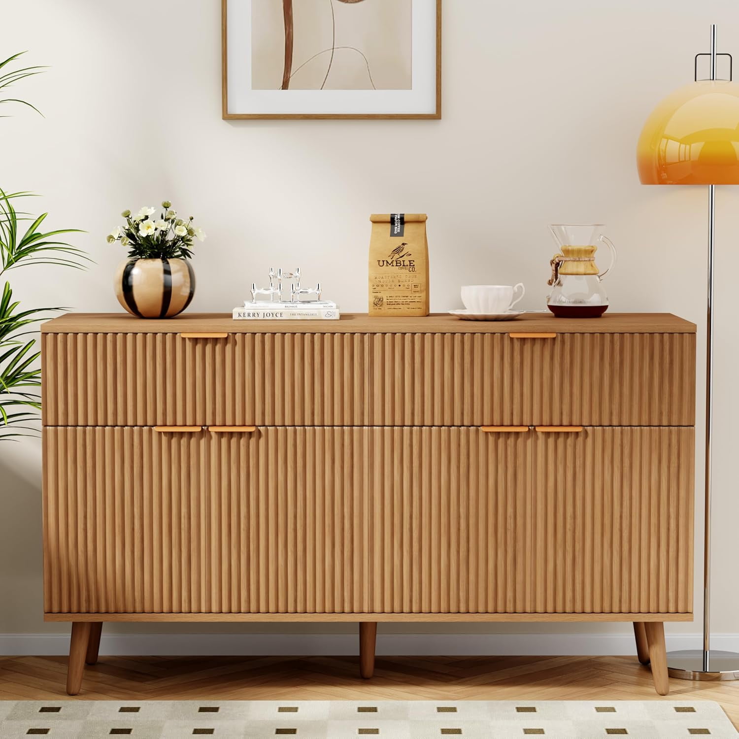 47.2" W Storage Buffet Cabinet Sideboard with Adjustable Shelves ...