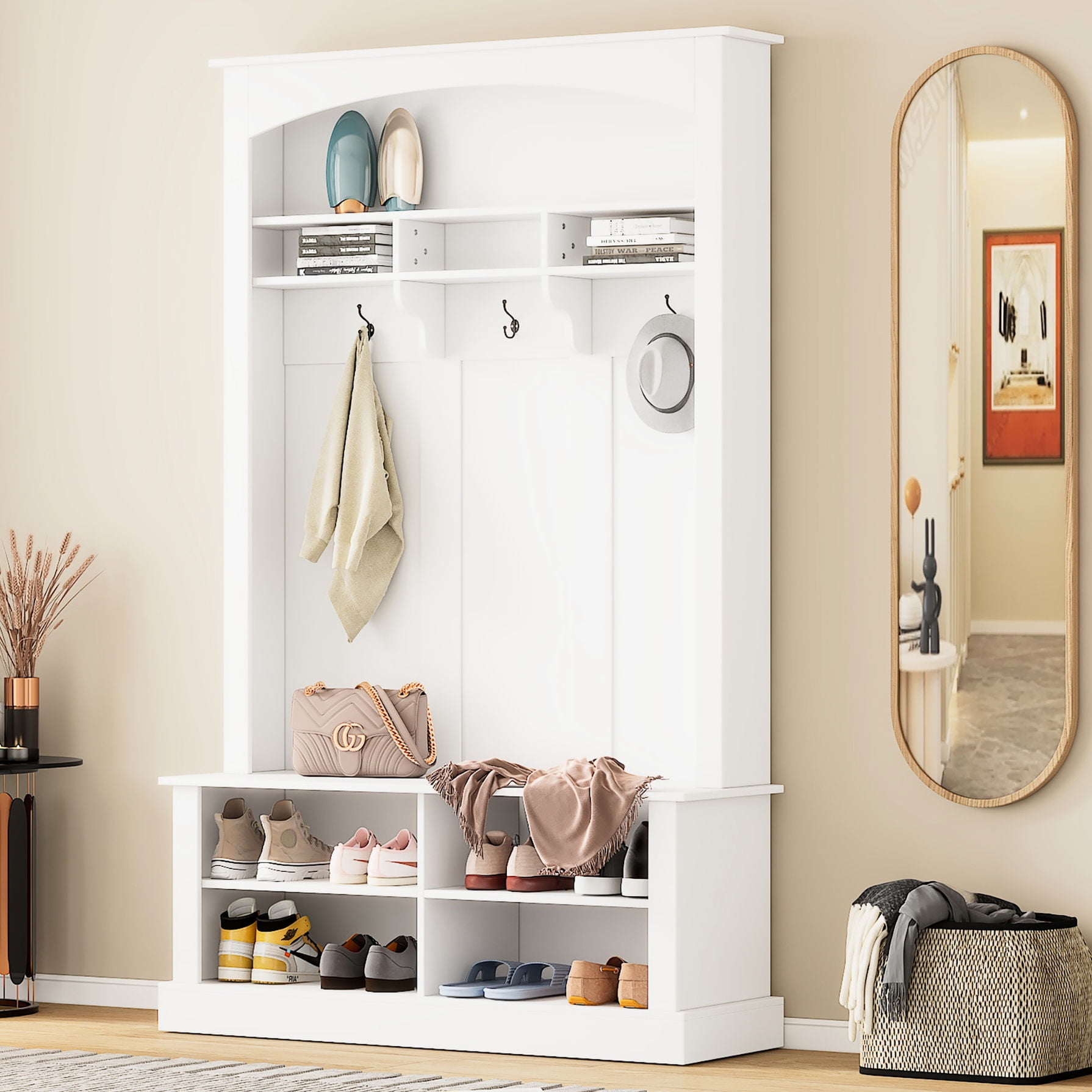 47.2'' Wide Hall Tree - Clean Lines and Storage Display - In Entry Area ...