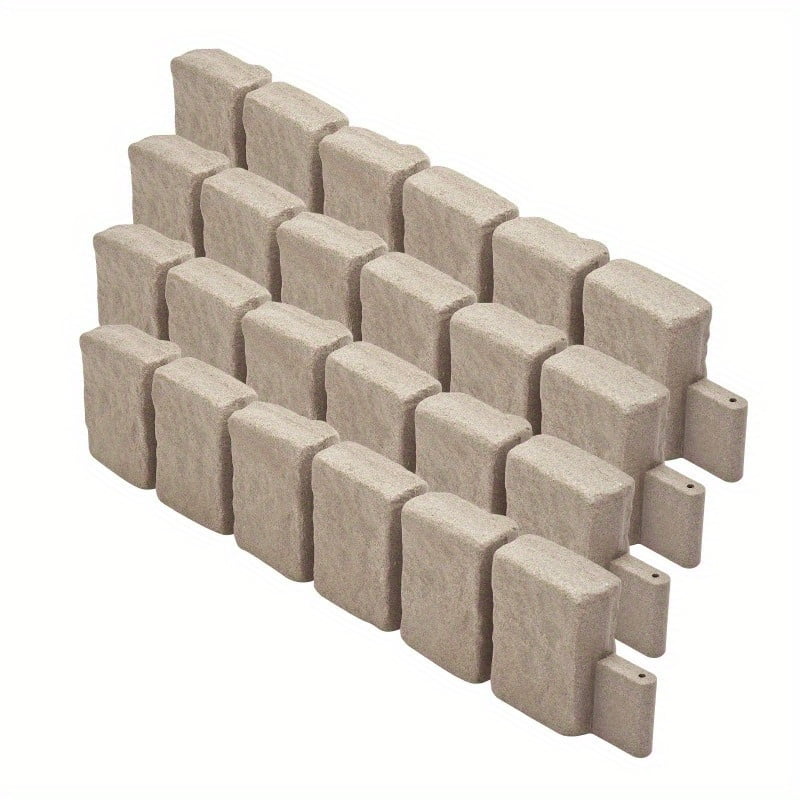 47.2"x9" Interlocking Concrete Stone-Effect Landscape Edge - Heavy-duty ...