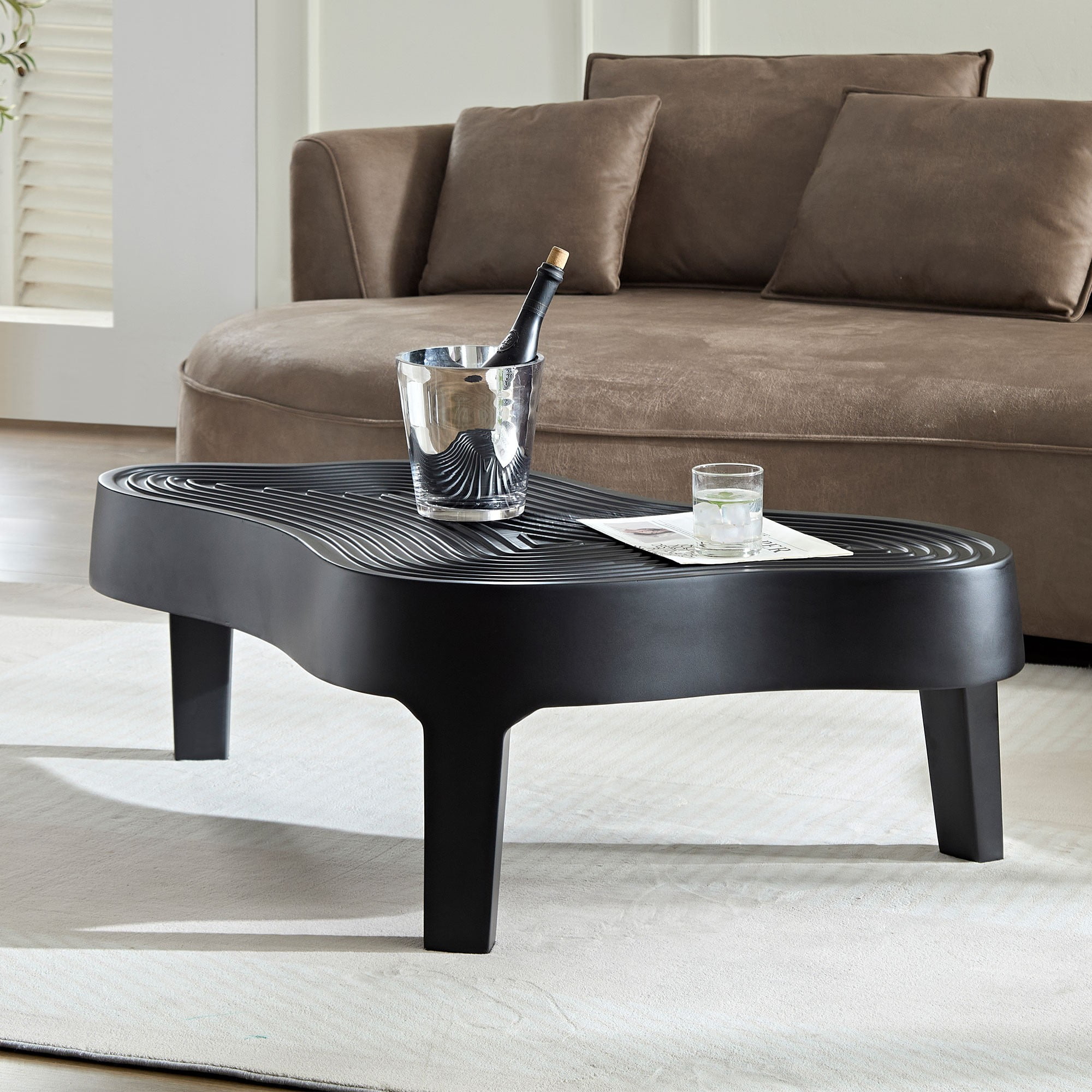 47.24" Fiberglass Clound Coffee Table for Living Room, Matte Black ...