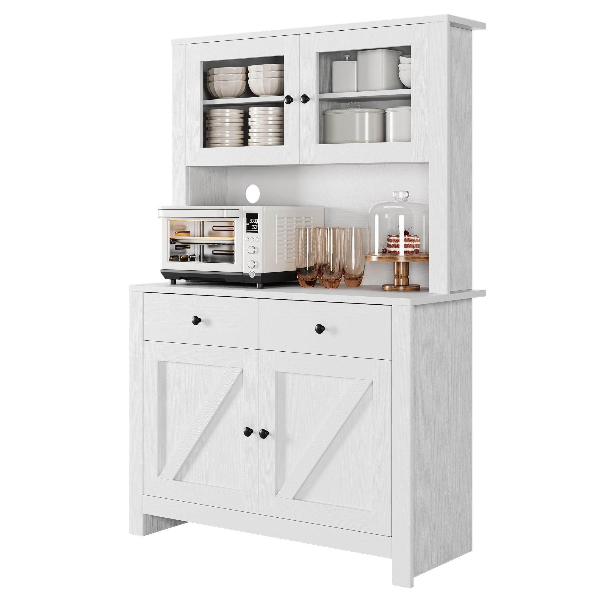 CuisinSmart Farmhouse Kitchen Pantry Cabinet with 2 Drawers and ...