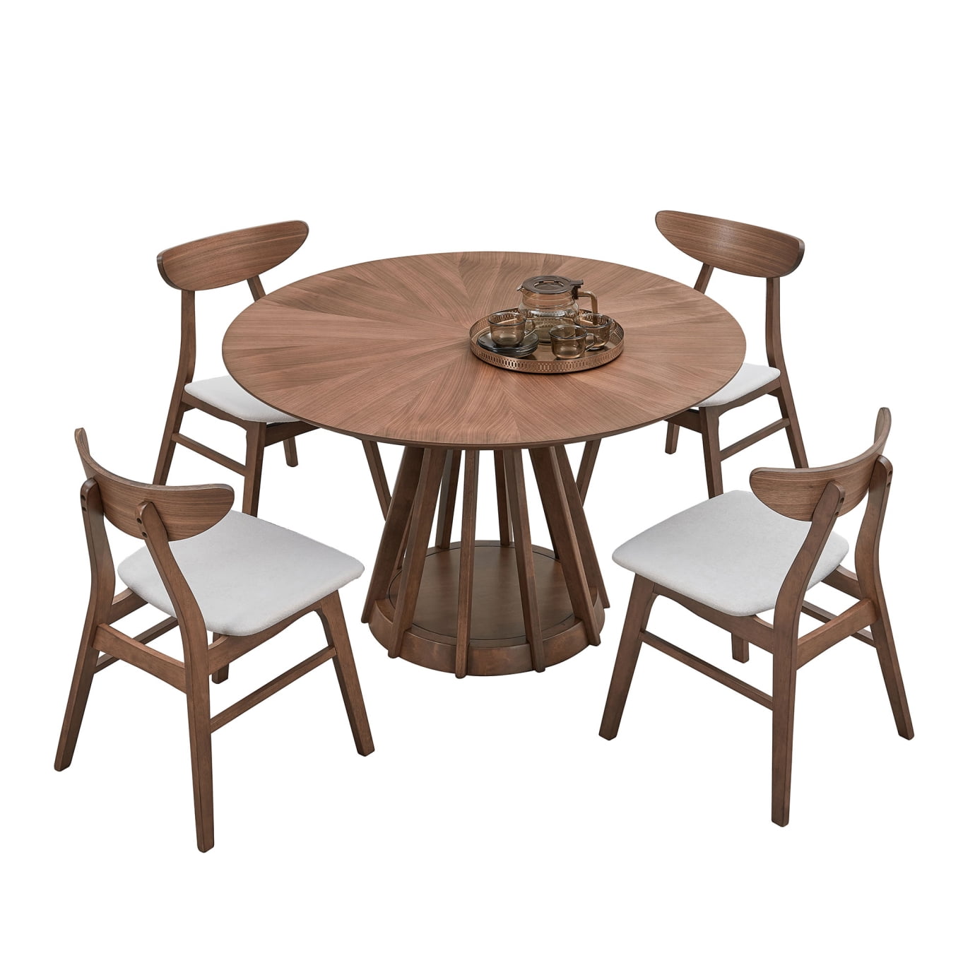 47.24 Inch Round Dining Table Set of 5 pcs, Mid Century Modern Kitchen ...