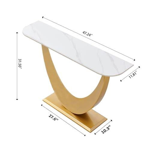 47.24 in Modern Console Table, Sintered Stone Entryway Table, Narrow ...