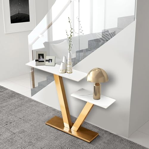 47.24'' Modern Console Table, Sintered Stone Entryway Table, Narrow ...