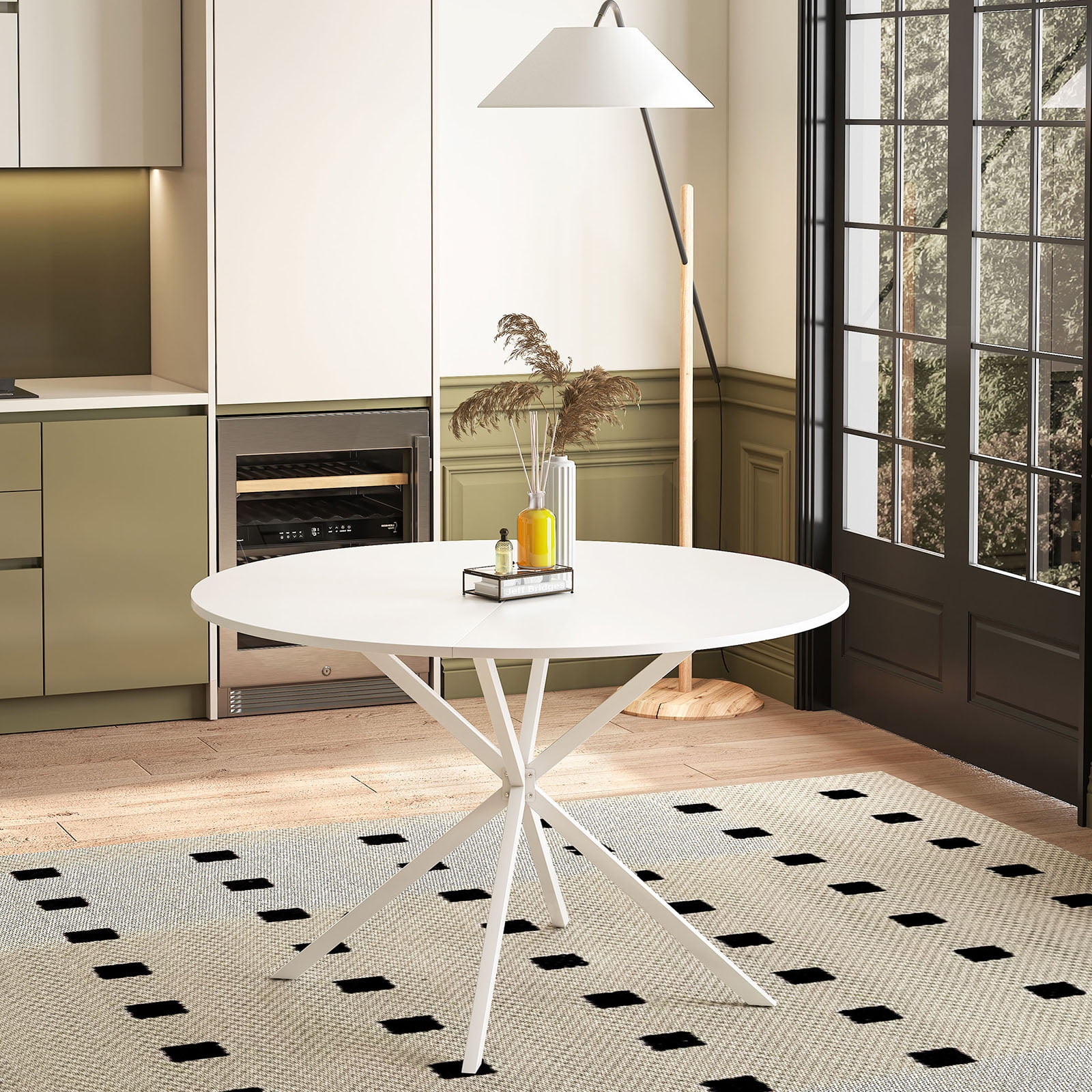 47.24'' Modern Cross Leg Round Dining Table,BlackTop Occasional Table ...