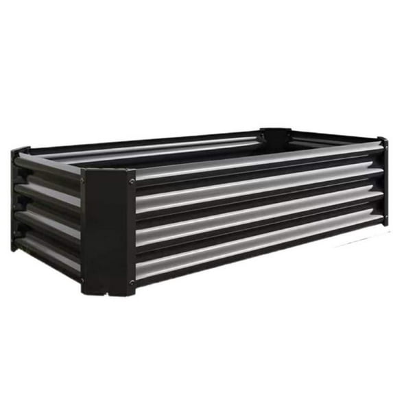 47.24 in. L x 24 in. W x 11.81 in. H Metal Black Raised Garden Bed with ...