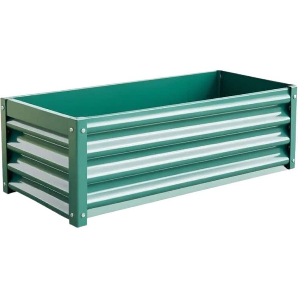 47.24 in. L x 24 in. W x 11.81 in. H Metal Green Raised Garden Bed with ...