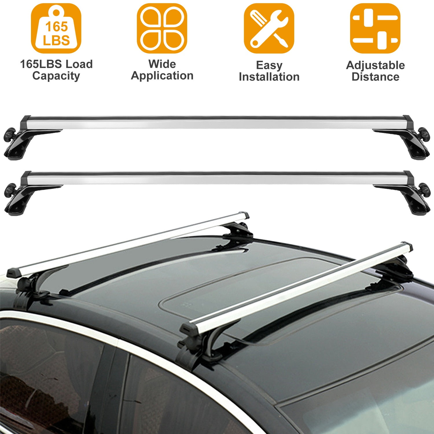 47.24in Aluminum Roof Cross Bars Cargo Carrier Crossbar Rack w/ 165LBS ...