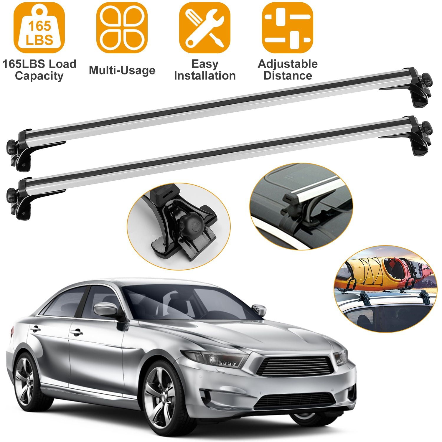 47.24in Universal Top Roof Rack Cross Bar Cargo Carrier Aluminum ...